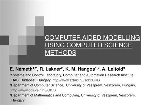 Ppt Computer Aided Modelling Using Computer Science Methods Powerpoint Presentation Id4789888