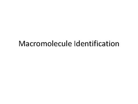 Macromolecule Identification Slide 1 Macromolecule C H O