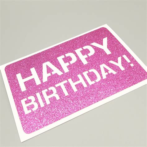 Happy Birthday Card Glitter Pink Birthday Card Greetings Etsy