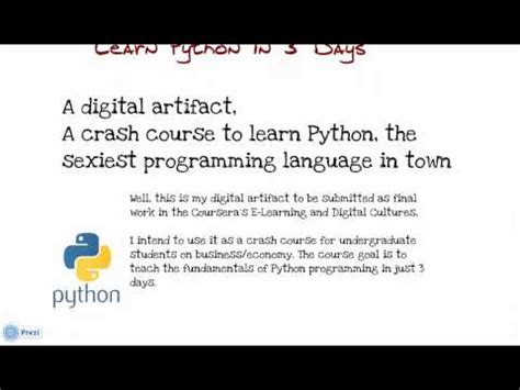 Python In Days A Digital Artifact