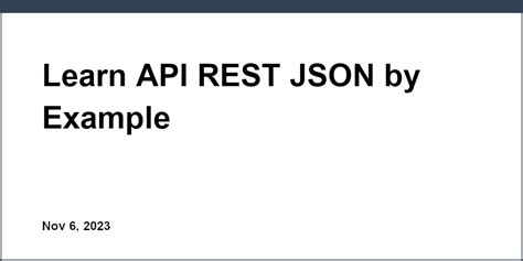Learn Api Rest Json By Example