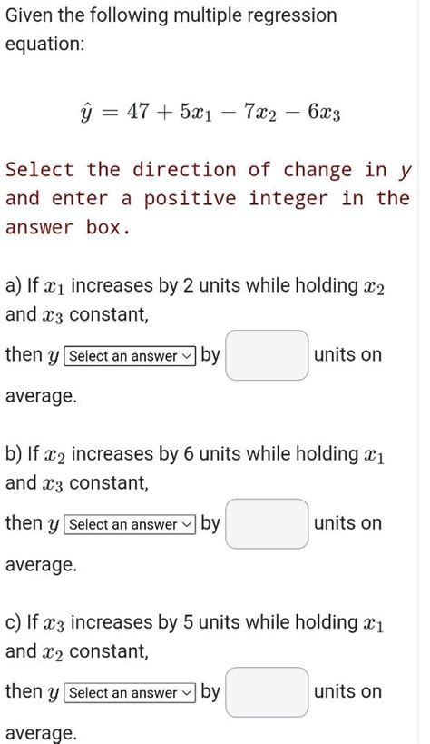 solved given the following multiple regression equation û