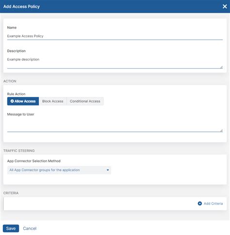 Add Criteria To An Access Policy