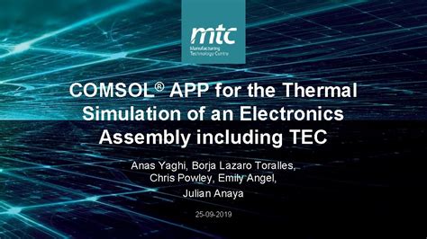 Comsol App For The Thermal Simulation Of An