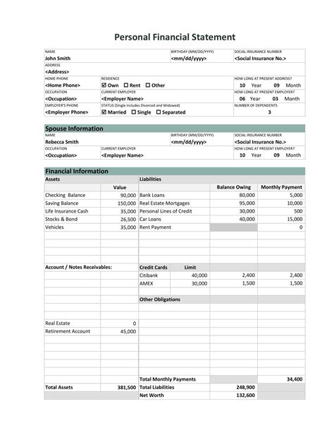 Free Printable Financial Statement Templates Pdf Word Excel