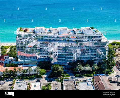 Miami Beach Fl Usa October 17 2023 Aerial Drone Photo The Surf