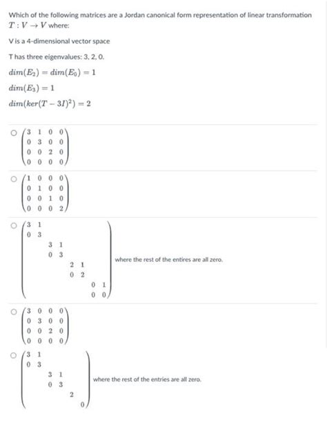 Solved Which Of The Following Matrices Are A Jordan
