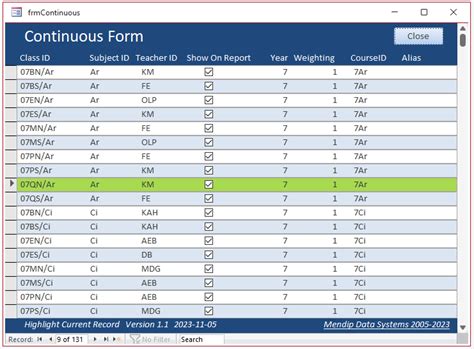 Access Continuous Form Highlight Selected Record At Callie Ellis Blog
