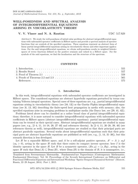 Well Posedness And Spectral Analysis Of Integrodifferential Equations