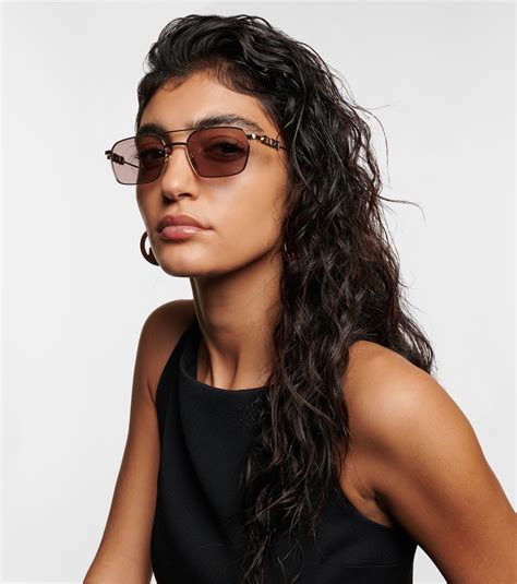 Gucci Script Aviator Sunglasses In Gold Gucci Mytheresa