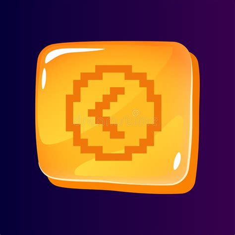 Left Side Pointer Glossy Ui Button With Pixelated Icon Stock Vector