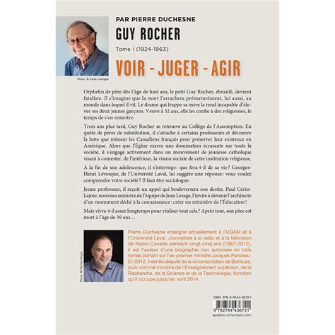 Guy Rocher Tome 1 1924 1963 Pierre Duchesne Québec Amérique