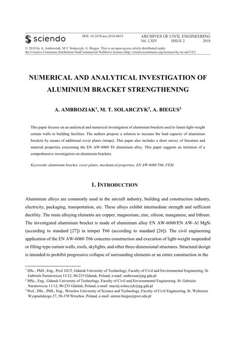 Pdf Numerical And Analytical Investigation Of Aluminium Bracket