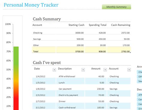 Excel Money Tracker Excel Templates