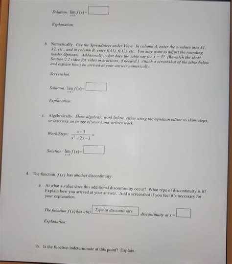 Solved Limits And Continuity Complete The Following Problems Chegg