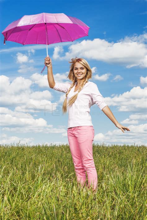 sch nes M dchen mit rosa Regenschirm图片免费下载 5054037279 千图网Pro