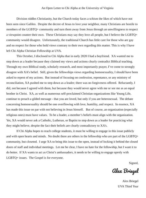 An Open Letter To Chi Alpha At Uva R Uva