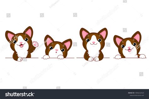 Set Cute Cat Set Borders Kawaii Stock Vector Royalty Free 1896632425 Shutterstock