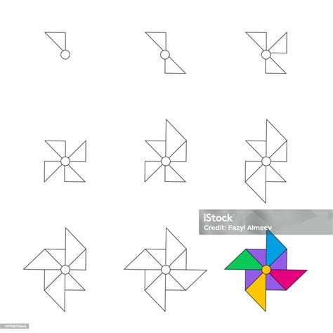 바람개비 그리기에 대한 쉬운 안내서 간단한 단계별 그리기 자습서 0명에 대한 스톡 벡터 아트 및 기타 이미지 0명 가공의 인물 개념 Istock
