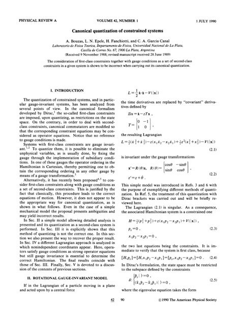 Canonical Quantization Of Constrained Systems Pdf