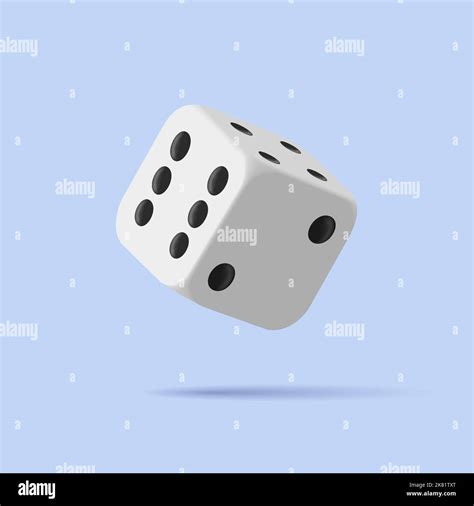 white dice with black dots 3d icon rounded corners cube in the air