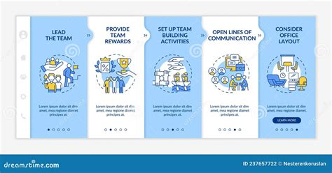 Promoting Teamwork Blue Gradient Onboarding Mobile App Screen Cartoon