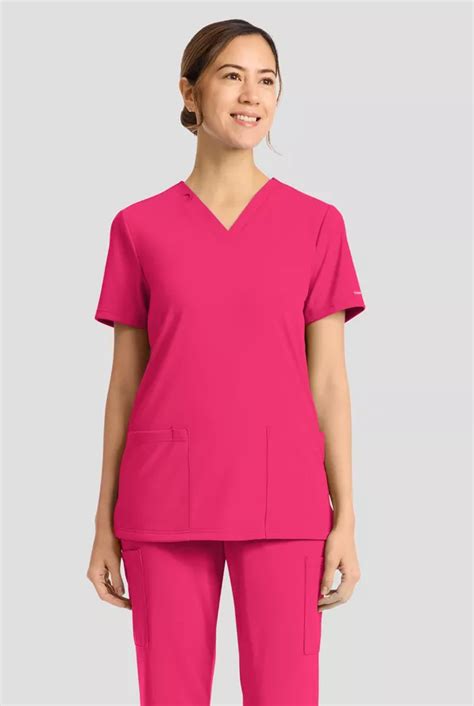Cherokee Achieve Womens 2 Pocket Relaxed Fit Tuck In V Neck Scrub Top