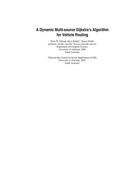 Pdf A Dynamic Multi Source Dijkstras Algorithm For Vehicle Routing