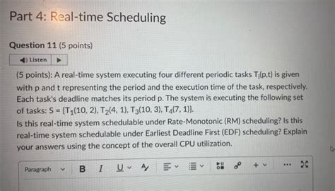 solved 5 points a real time system executing four