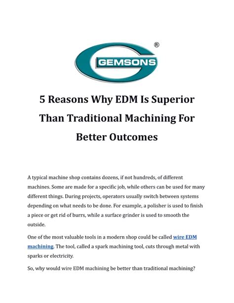PPT - 5 Reasons Why EDM Is Superior Than Traditional Machining For Better Outcomes PowerPoint ...