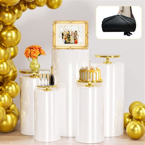 5pcs Round Cylinder Stands For Party With Storage Bag