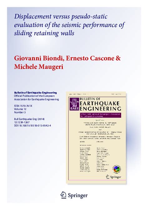 Pdf Evaluation Of Pseudo Static Coefficients According To Performance Based Criteria