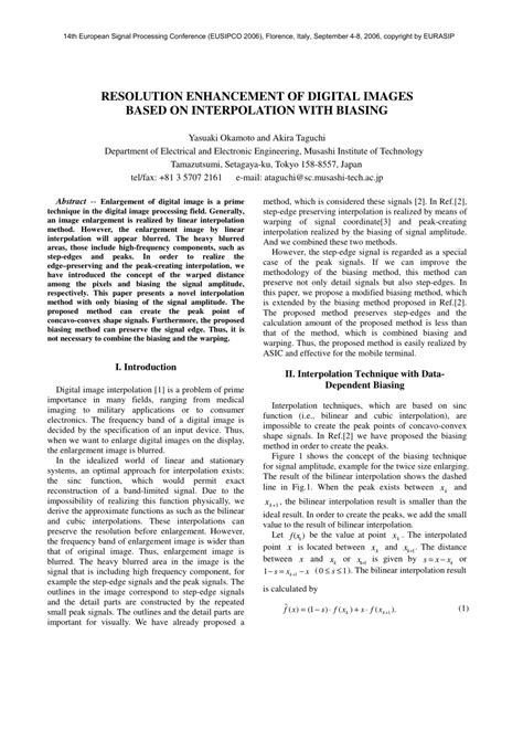 Pdf Resolution Enhancement Of Digital Images Based On Interpolation With Biasing