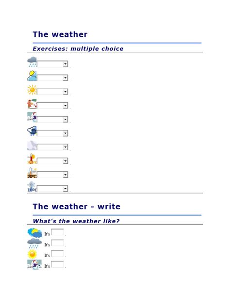 weather exercises pdf rain weather