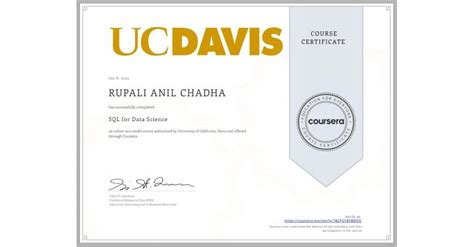rupali chadha on linkedin completion certificate for sql for data science