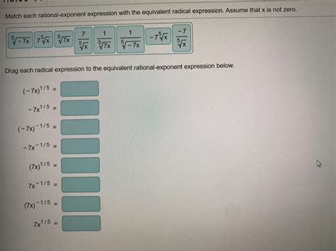 Solved Match Each Rational Exponent Expression With The Chegg
