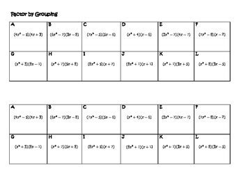 Algebra Versatiles Card Sort Factor By Grouping By Brook Buckelew