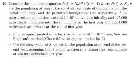 10 Consider The Population Equation