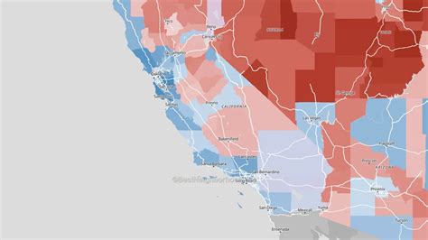 California Political Map Democrat And Republican Areas In California