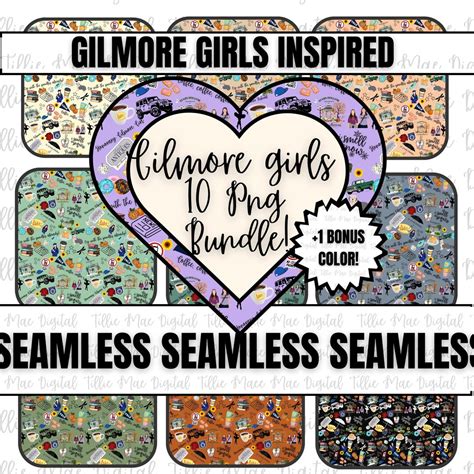 Gilmore Girls Seamless Pattern Stars Hollow Png Bundle Digital Download Etsy