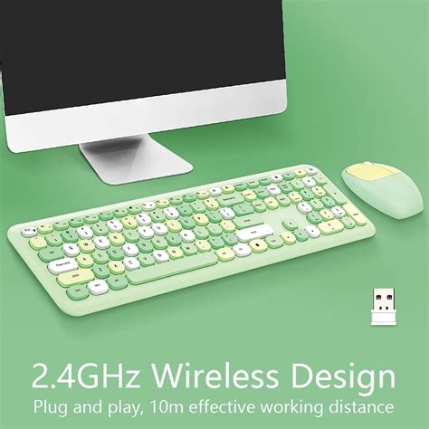 Wireless Keyboard And Mouse Combo 2 4ghz Retro Full Size Typewriter Keyboard With Number Pad