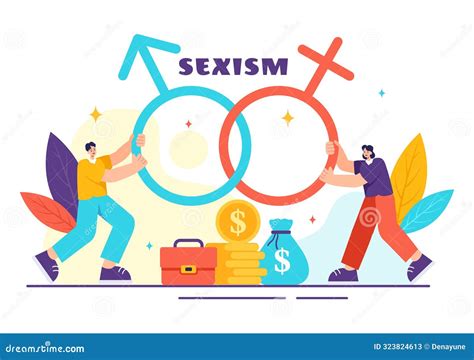 Sexism Vector Illustration Showing Gender Inequality Between Men And