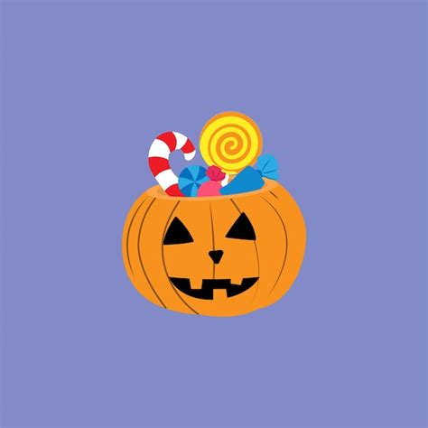 Premium Vector Pumpkin Filled With Candy For Halloween Party