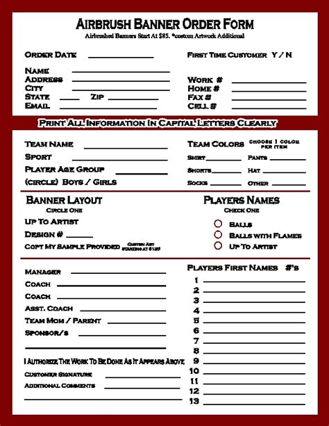 Banner Order Form