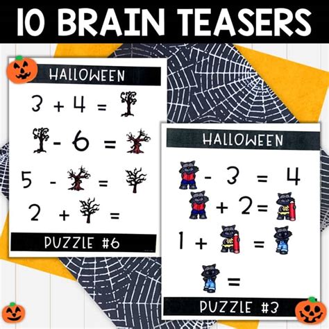 Halloween Addition And Subtraction Within 10 Brain Teasers October