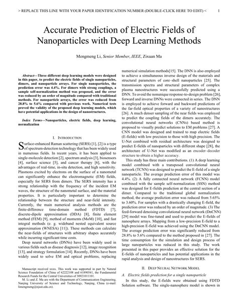 Pdf Accurate Prediction Of Electric Fields Of Nanoparticles With Deep Learning Methods