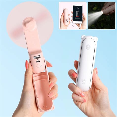 4800mah 귀여운 Usb 미니 팬 접는 휴대용 휴대용 냉각 팬 충전식 조용한 포켓 팬 손전등 및 보조베터리