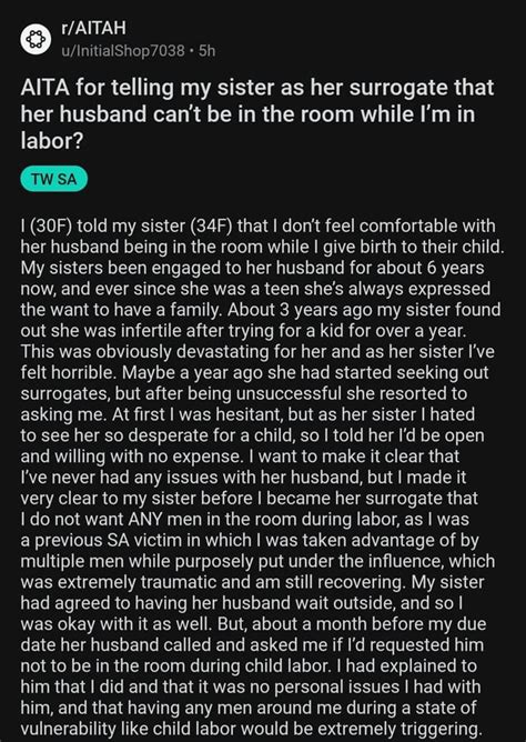 Not Oop ️ Trigger Warning ️aita For Telling My Sister As Her Surrogate That Her Husband Cant Be