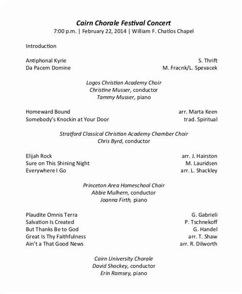 Choir Concert Program Template Peterainsworth