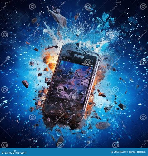 A Huge Broken Mobile Phone Screen Shattering Explosion Stock
